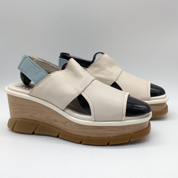 Sorel | Shoes | Sorel Joanie Iii Off White Blue Slingback Leather Wedge ...